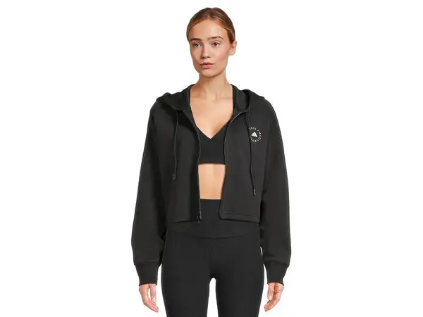 Adidas By Stella McCartney Cropped Hoodie Jacket With Drawcord And Logo Detail