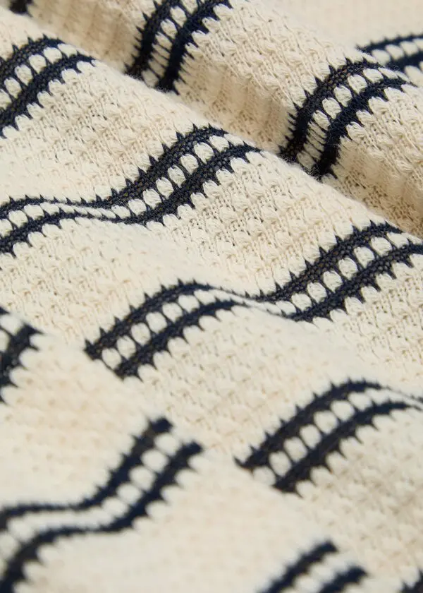 PERCIVAL Striped Textured-knit Cotton-blend Polo Shirt - White