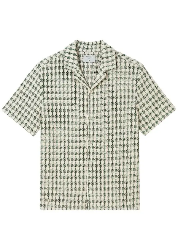 PERCIVAL Checked Textured-knit Cotton-blend Shirt