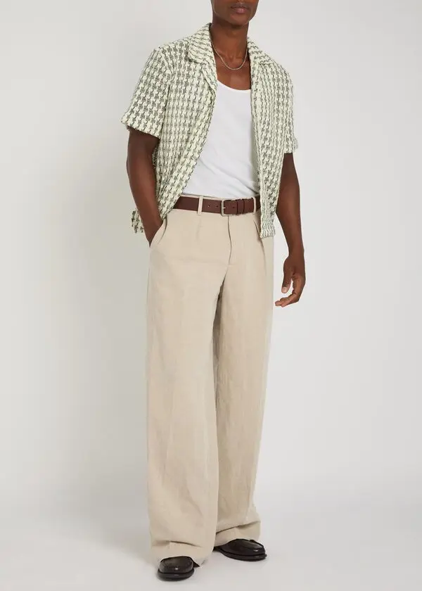 PERCIVAL Checked Textured-knit Cotton-blend Shirt