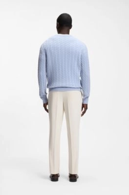 BOSS Tapered-fit Pants In Italian Micro-patterned Fabric