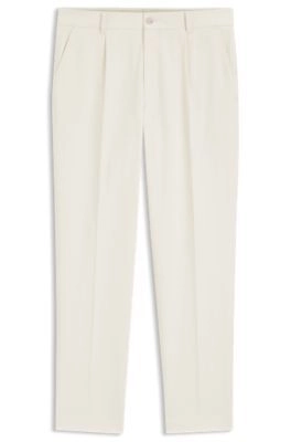 BOSS Tapered-fit Pants In Italian Micro-patterned Fabric