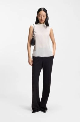 BOSS Regular-fit Sandwashed Silk Blouse With Tie Neck