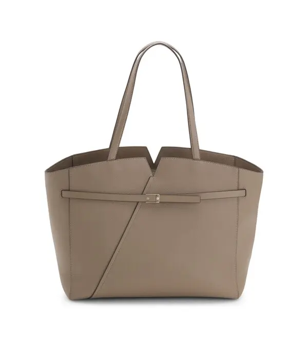 BOSS Revers Leather Tote Bag With Belt Detail - Brown