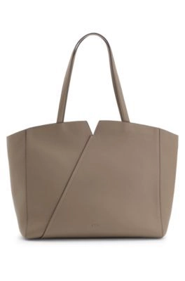 BOSS Revers Leather Tote Bag With Belt Detail - Brown