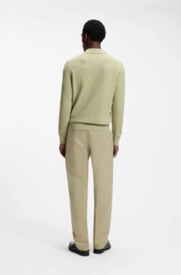 BOSS Knitted Cotton Sweater With Johnny Collar