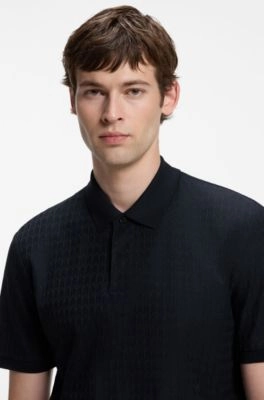 BOSS Geometric-jacquard Polo Shirt In Cotton