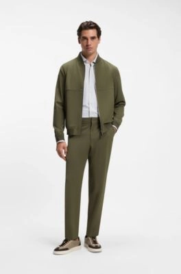 BOSS Regular-fit Dress Shirt In Stretch Jersey - Khaki
