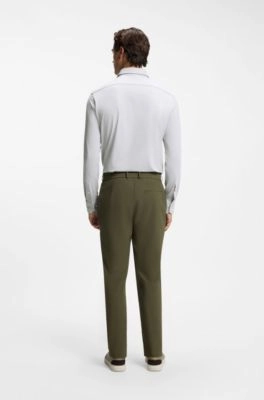 BOSS Regular-fit Dress Shirt In Stretch Jersey - Khaki