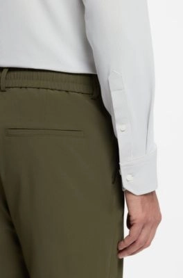 BOSS Regular-fit Dress Shirt In Stretch Jersey - Khaki