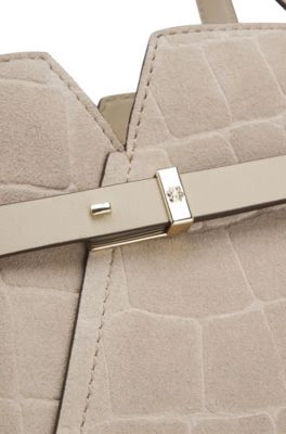 BOSS Revers Printed Suede Tote Bag With Belt Detail