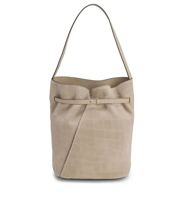 BOSS Revers Printed Suede Bucket Bag With Belt Detail