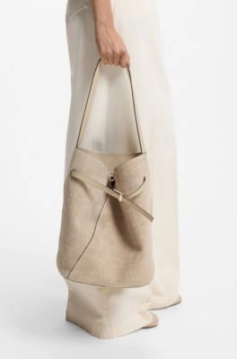 BOSS Revers Printed Suede Bucket Bag With Belt Detail