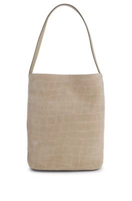 BOSS Revers Printed Suede Bucket Bag With Belt Detail