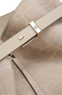 BOSS Revers Printed Suede Bucket Bag With Belt Detail