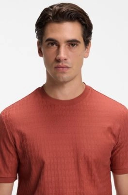 BOSS Geometric-jacquard T-shirt In Cotton