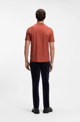 BOSS Geometric-jacquard T-shirt In Cotton