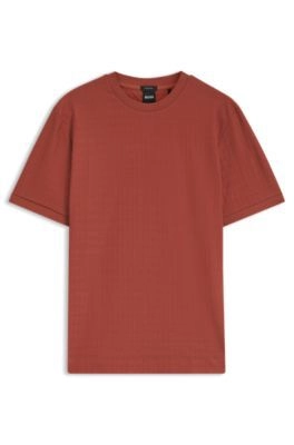 BOSS Geometric-jacquard T-shirt In Cotton
