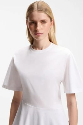 BOSS Mercerized Cotton T-shirt With Asymmetric Peplum