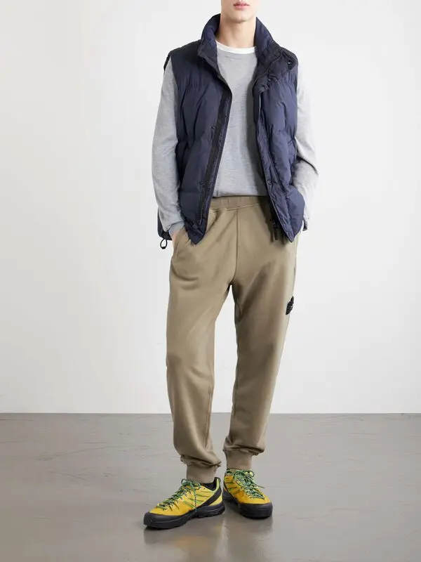 Stone Island Logo-appliquéd Brushed Cotton-fleece Sweatpants