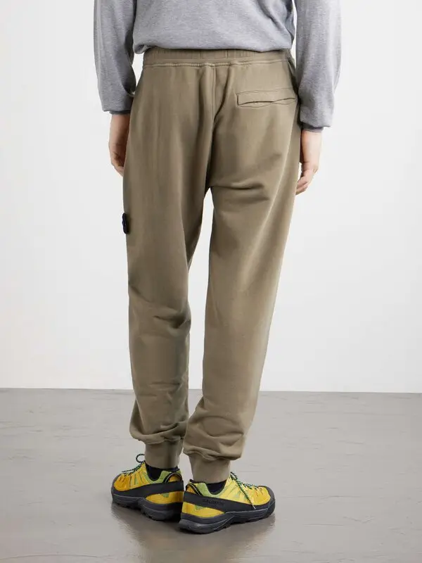 Stone Island Logo-appliquéd Brushed Cotton-fleece Sweatpants