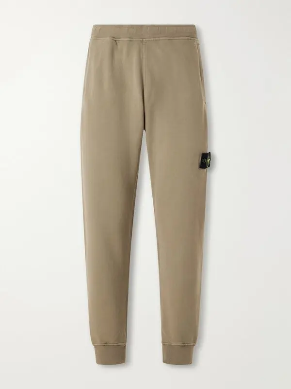 Stone Island Logo-appliquéd Brushed Cotton-fleece Sweatpants