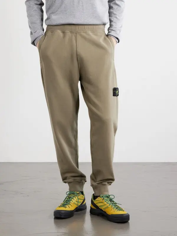 Stone Island Logo-appliquéd Brushed Cotton-fleece Sweatpants
