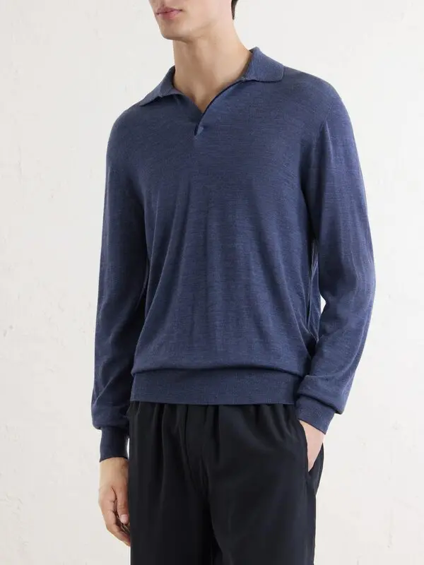 Sease Lasca Virgin Wool Polo Sweater - Blue