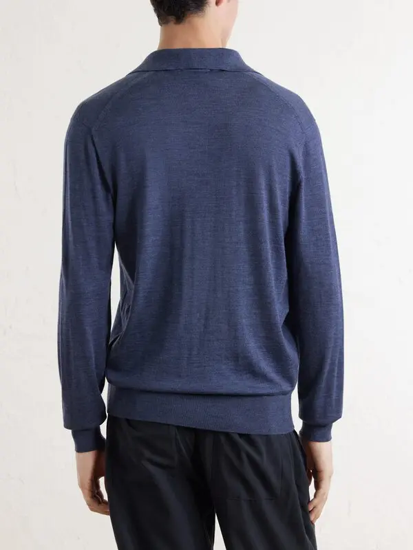Sease Lasca Virgin Wool Polo Sweater - Blue