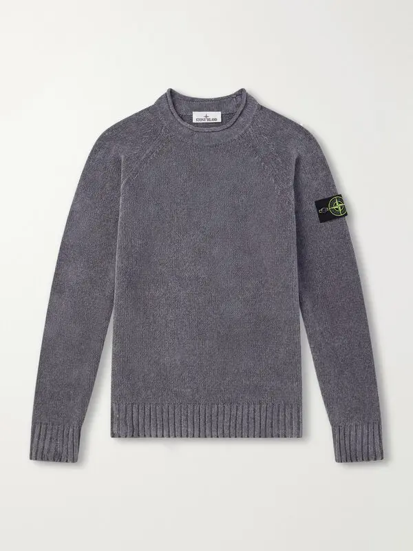 Stone Island Mouliné Cotton-chenille Sweater - Gray