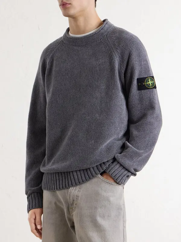 Stone Island Mouliné Cotton-chenille Sweater - Gray