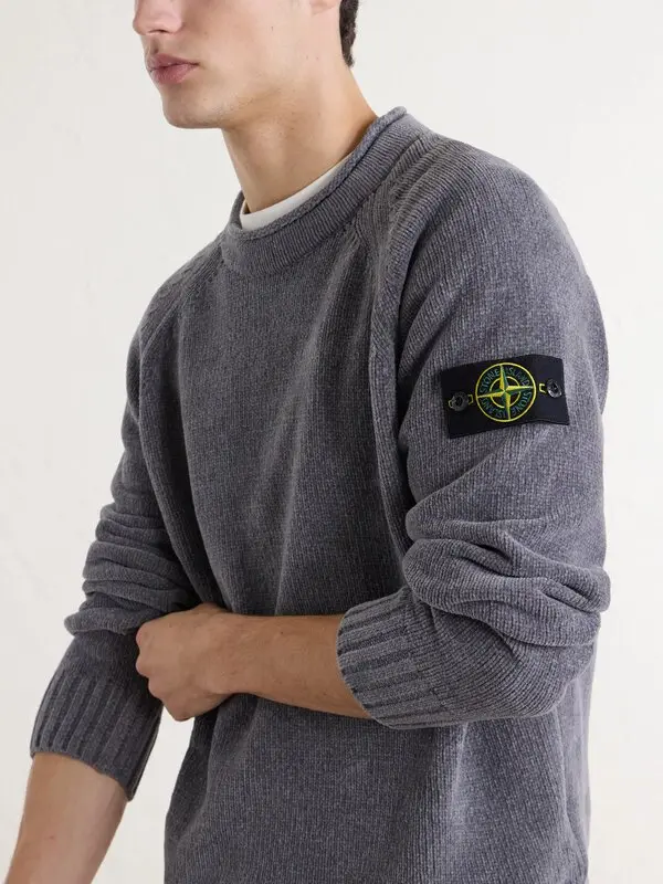 Stone Island Mouliné Cotton-chenille Sweater - Gray