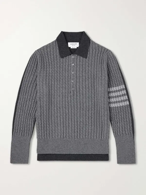 Thom Browne Knitted Merino Wool Polo Sweater