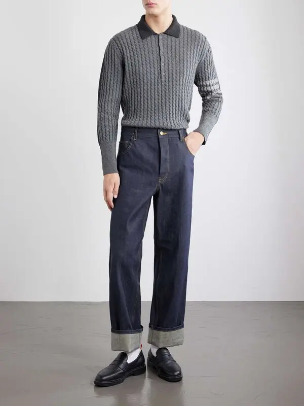 Thom Browne Knitted Merino Wool Polo Sweater