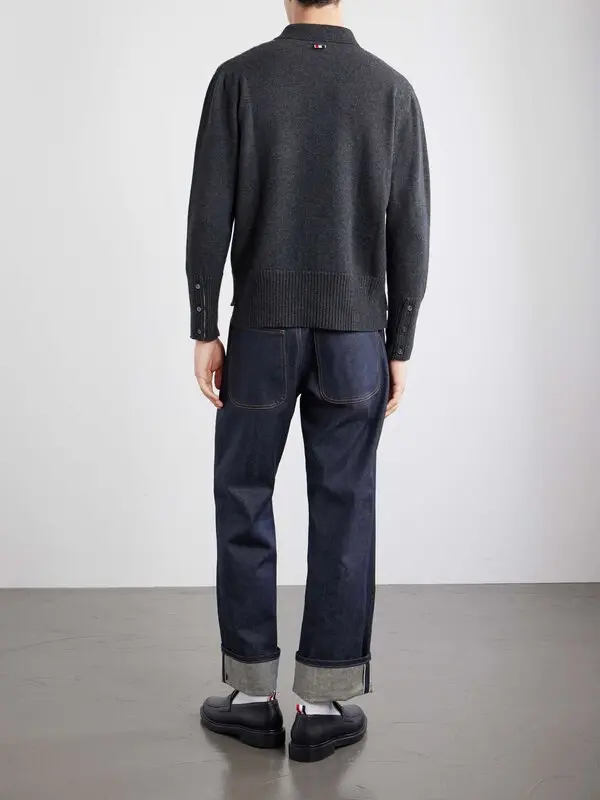 Thom Browne Knitted Merino Wool Polo Sweater