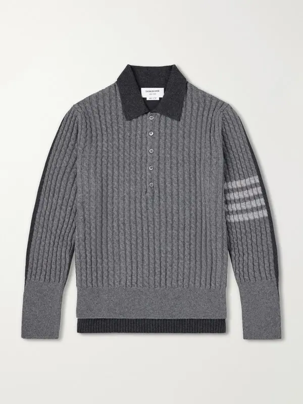 Thom Browne Knitted Merino Wool Polo Sweater