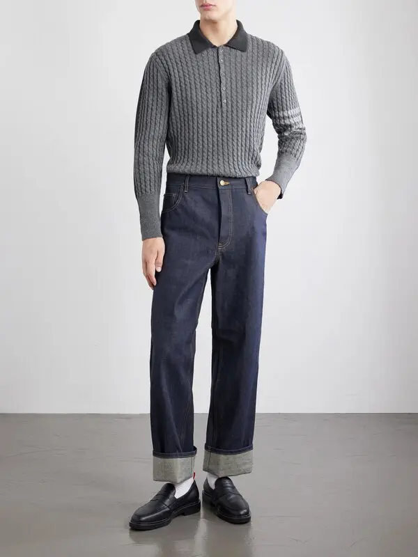 Thom Browne Knitted Merino Wool Polo Sweater