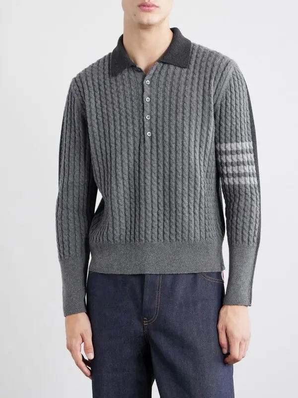 Thom Browne Knitted Merino Wool Polo Sweater