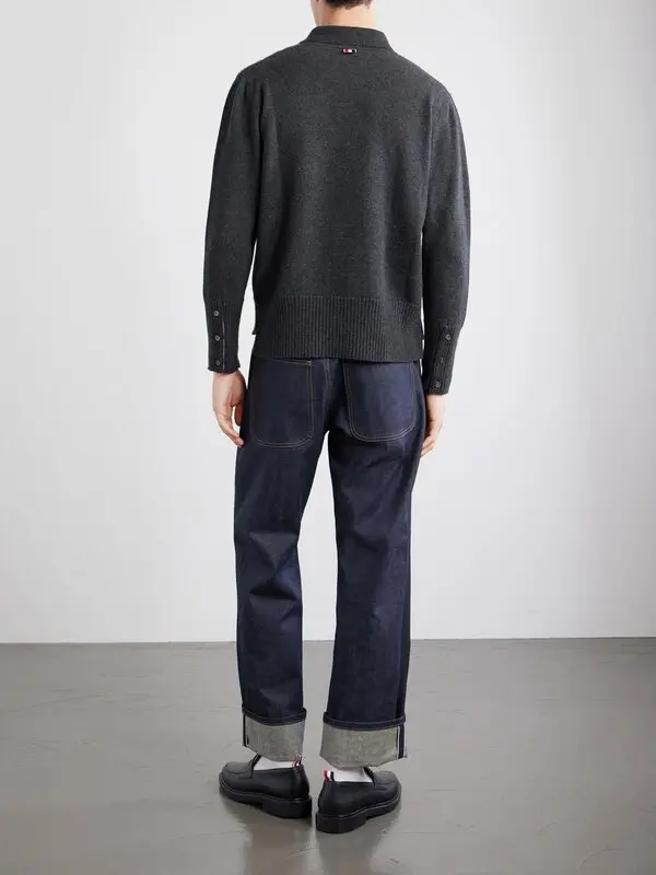 Thom Browne Knitted Merino Wool Polo Sweater