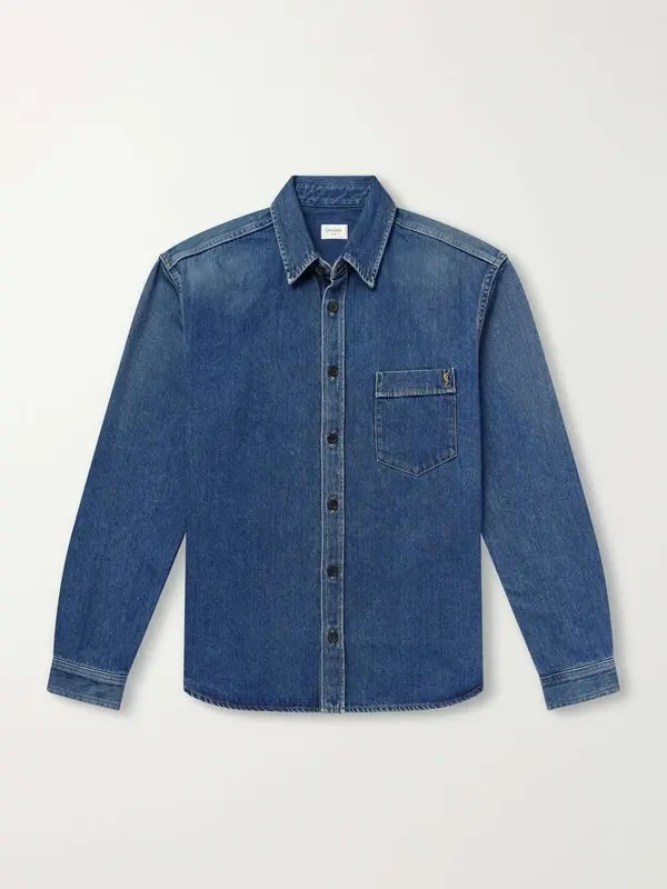 Saint Laurent Logo-embroidered Denim Shirt