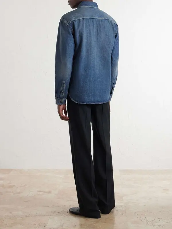 Saint Laurent Logo-embroidered Denim Shirt