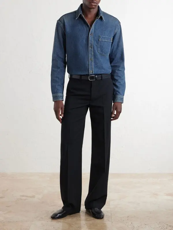 Saint Laurent Logo-embroidered Denim Shirt