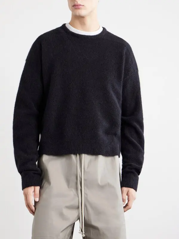 Rick Owens Alpaca Wool-blend Crewneck Sweater - Black