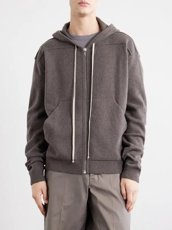Rick Owens Zip-up Hoodie In Cashmere And Wool Blend