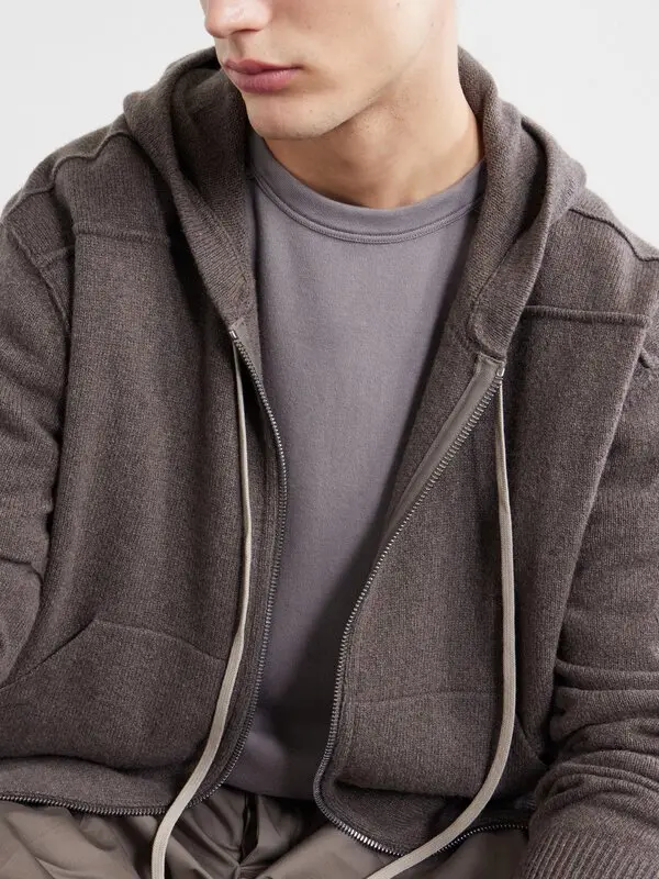 Rick Owens Zip-up Hoodie In Cashmere And Wool Blend