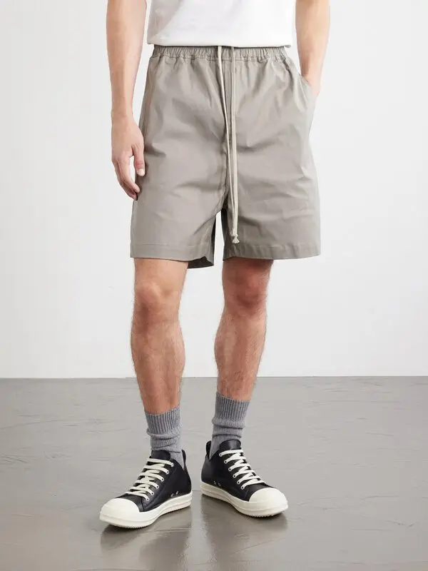 Rick Owens Boxer Straight-leg Cotton-blend Canvas Drawstring Shorts