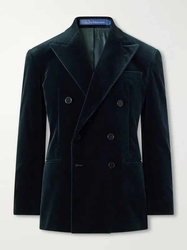 Polo Ralph Lauren Double-breasted Linen-blend Velvet Blazer