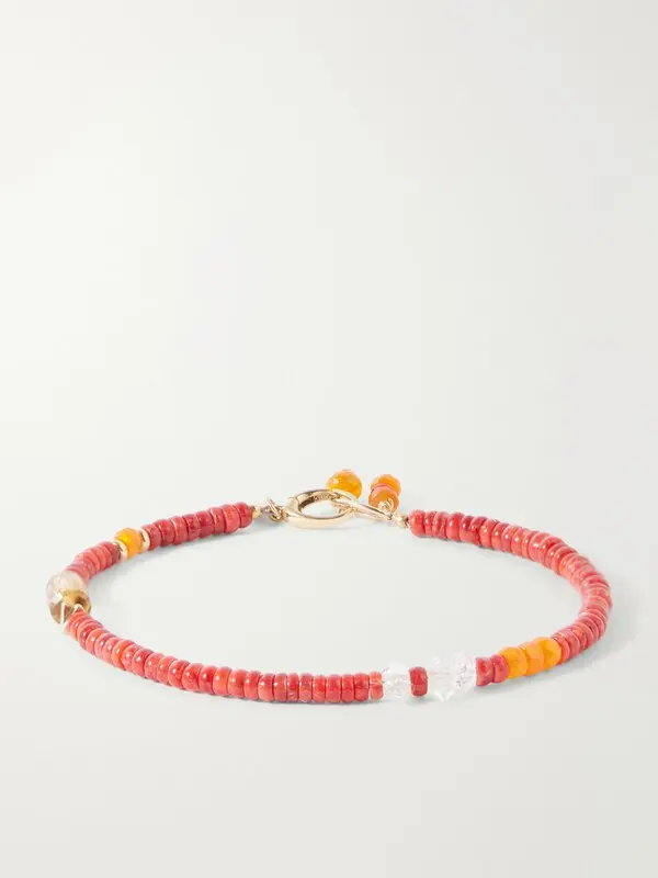 PEYOTE BIRD 14 Karat Gold Multi-stone Beaded Bracelet - Orange
