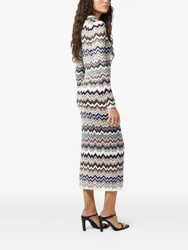 Missoni Zig Zag Motif Long Sleeve Maxi Dress