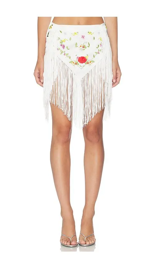 NIIHAI Lara Skirt With Floral Applique And Fringe Hem
